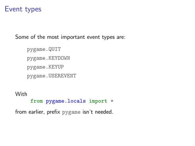 Pygame presentation | PDF
