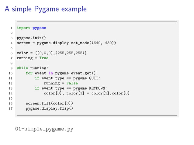 Pygame presentation | PDF
