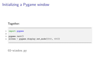 Pygame presentation | PDF