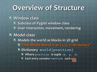 Minecraft in 500 lines with Pyglet - PyCon UK | PPTX