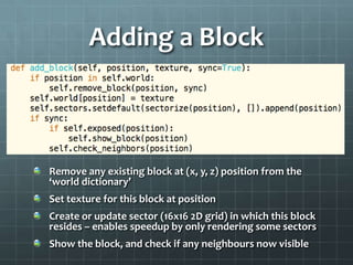 Minecraft in 500 lines of Python with Pyglet | PPTX