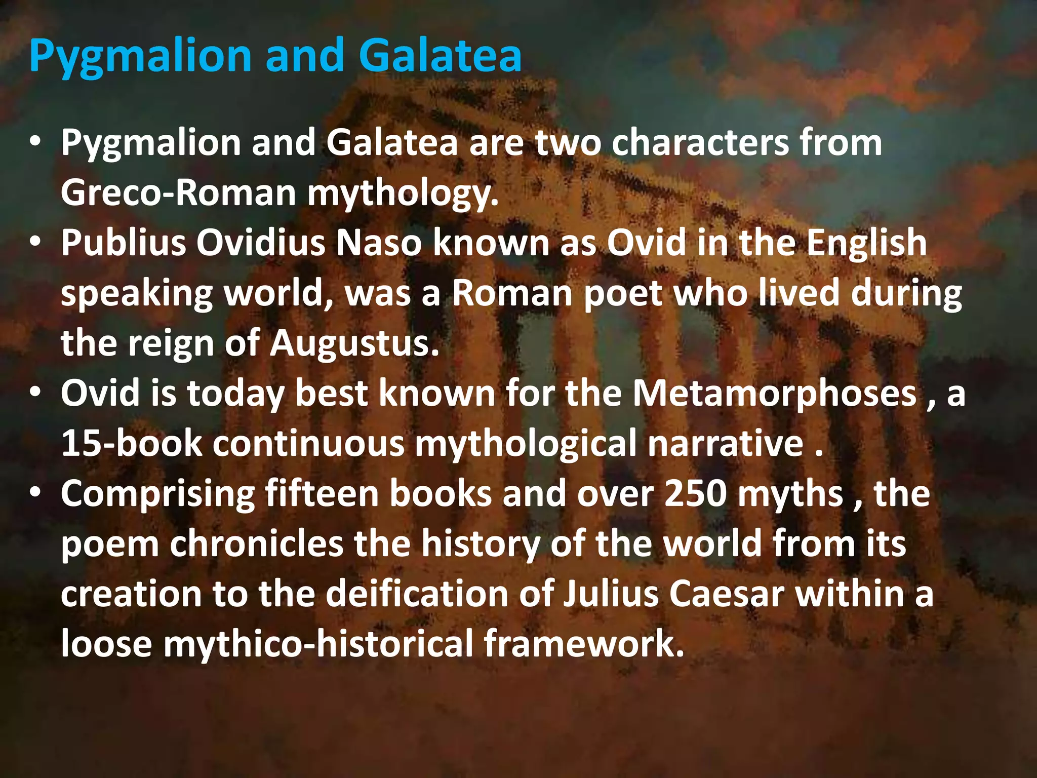 Pygmalion and galatea - Greek Mythology | PPTX