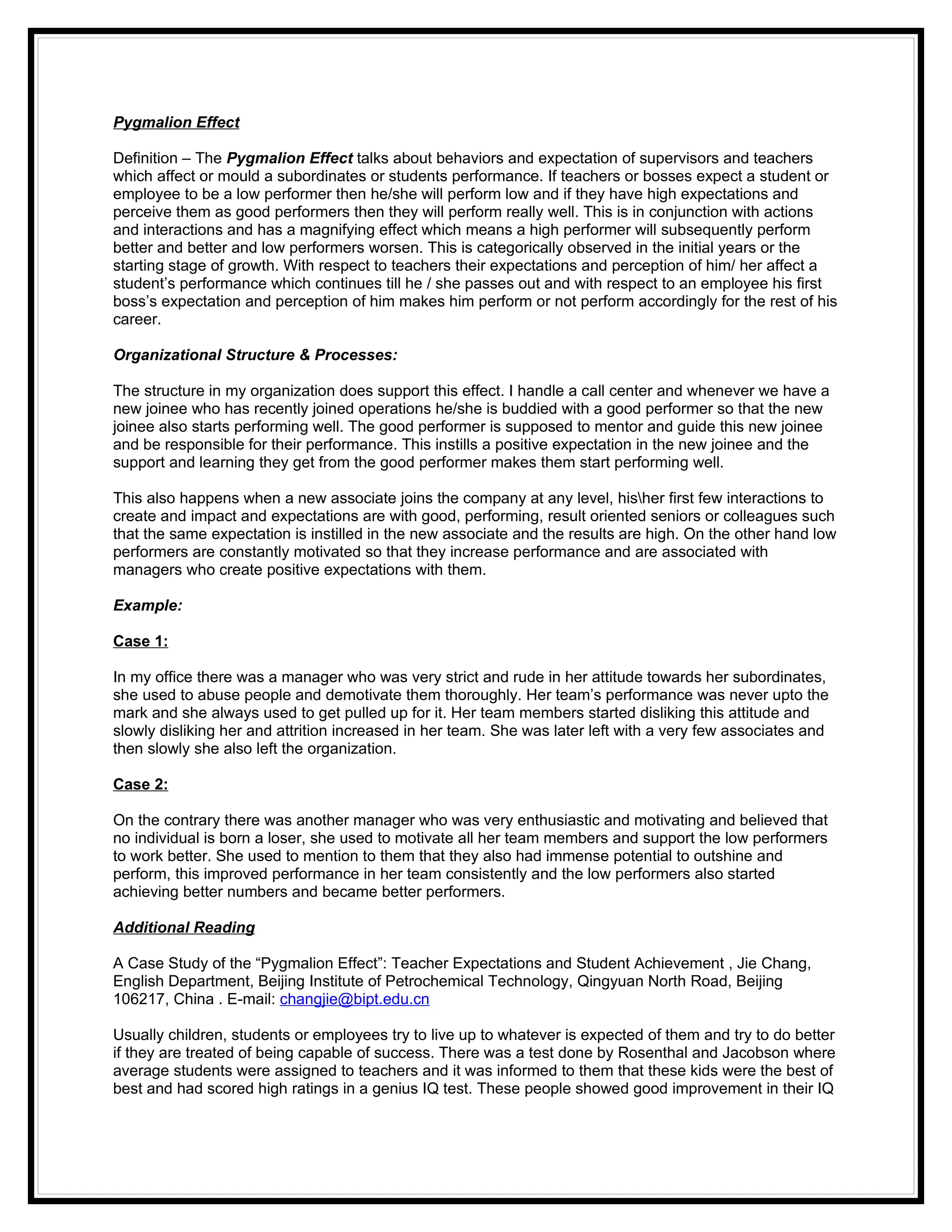 Pygmalion effect | DOC