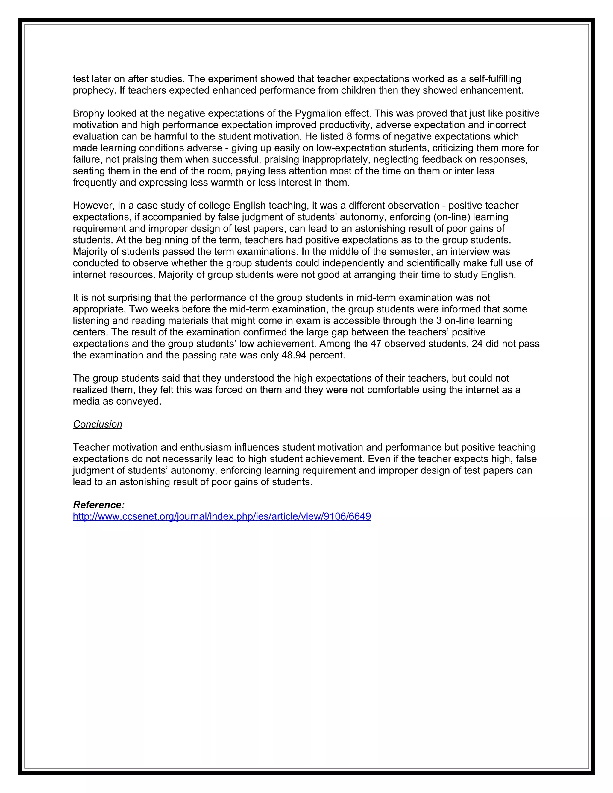 Pygmalion effect | DOC