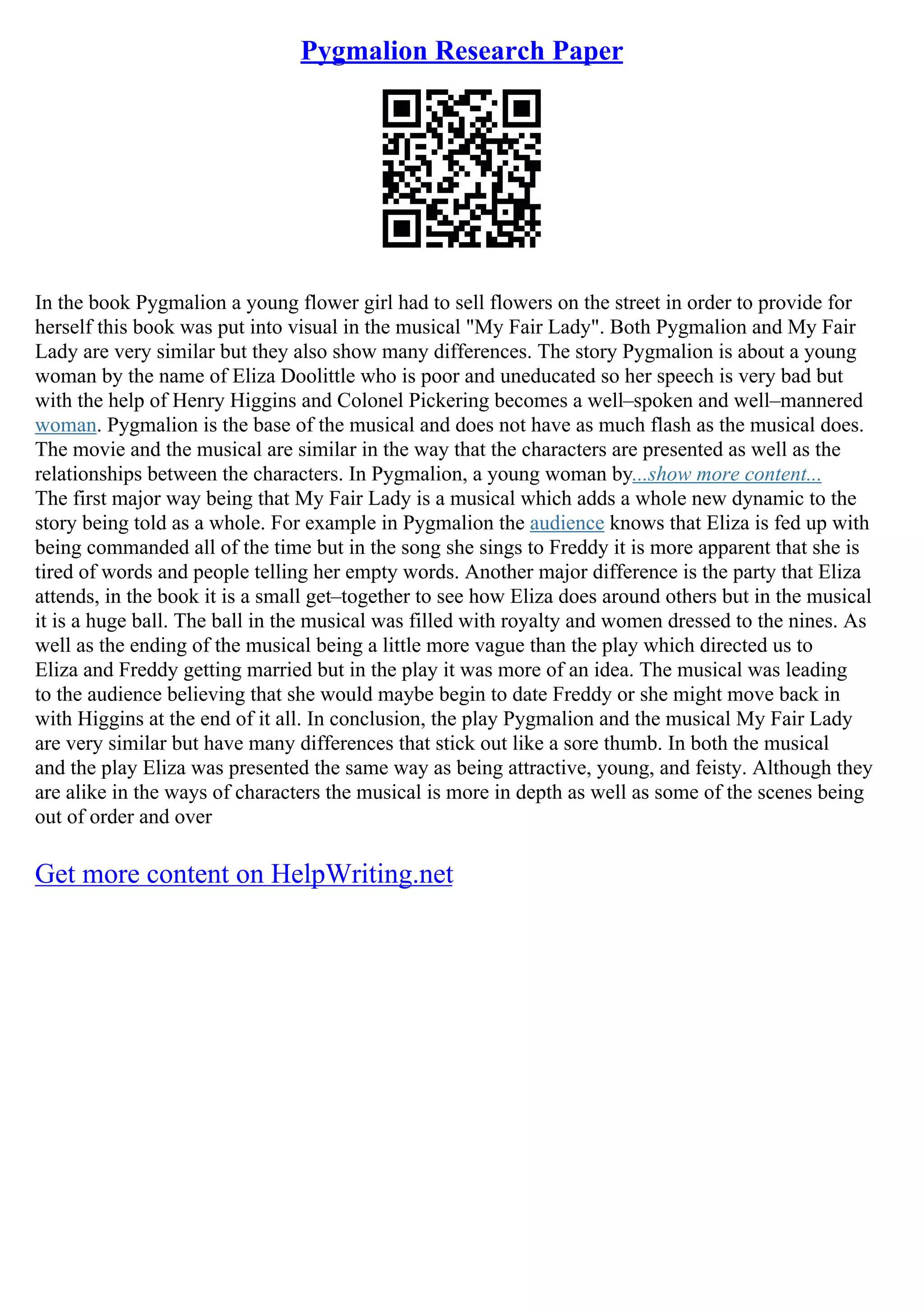 Pygmalion Research Paper | PDF