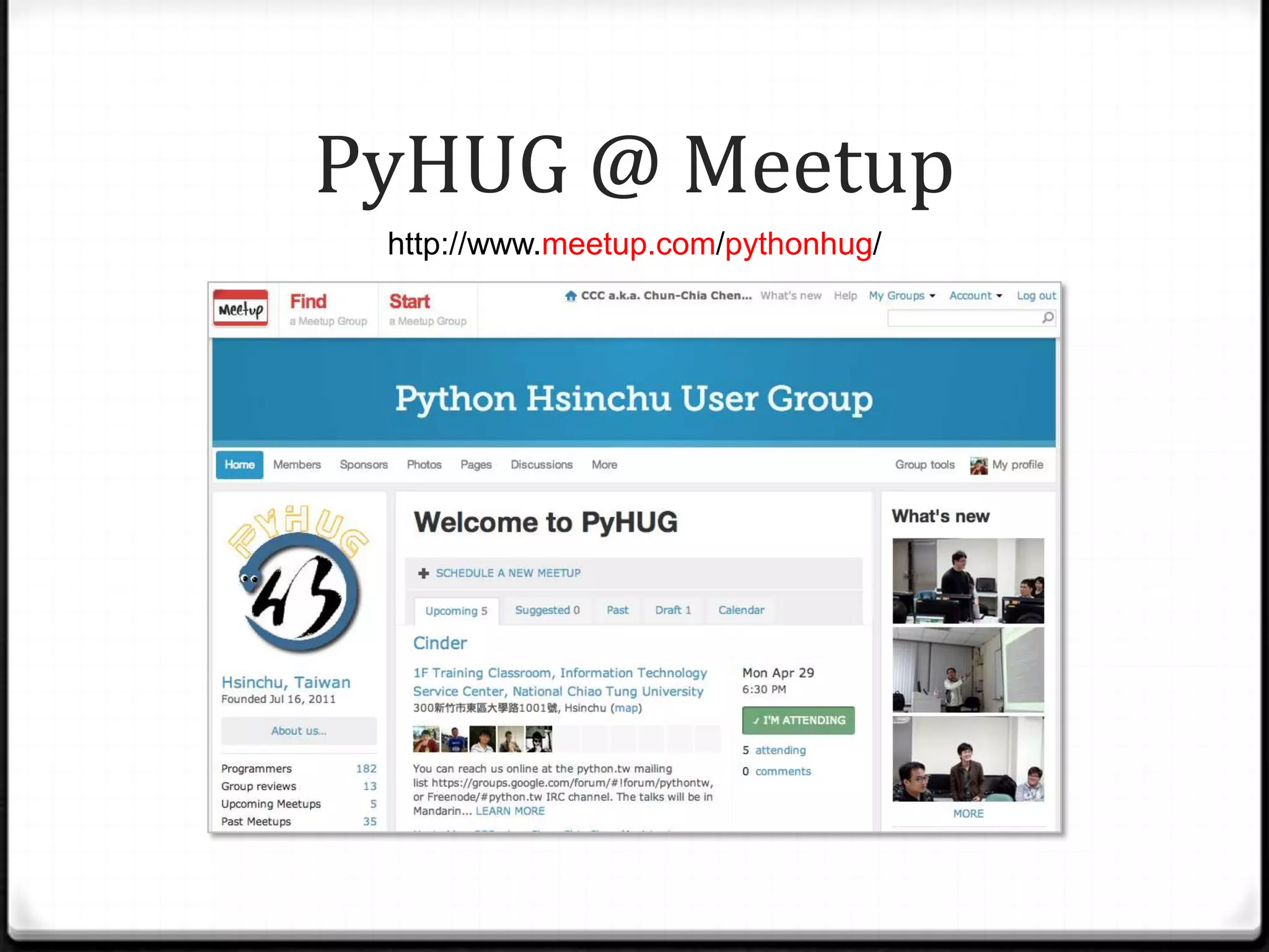 (PyHUG) Python Online Resource for Taiwan Developer | PPT