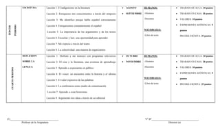 Planificacion y jonalizacion de ESPAÑOL 9⁰ | PDF