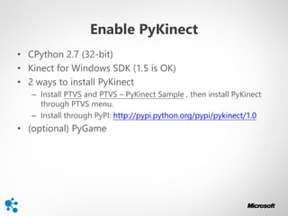 PyKinect: Body Iteration Application Development Using Python | PDF