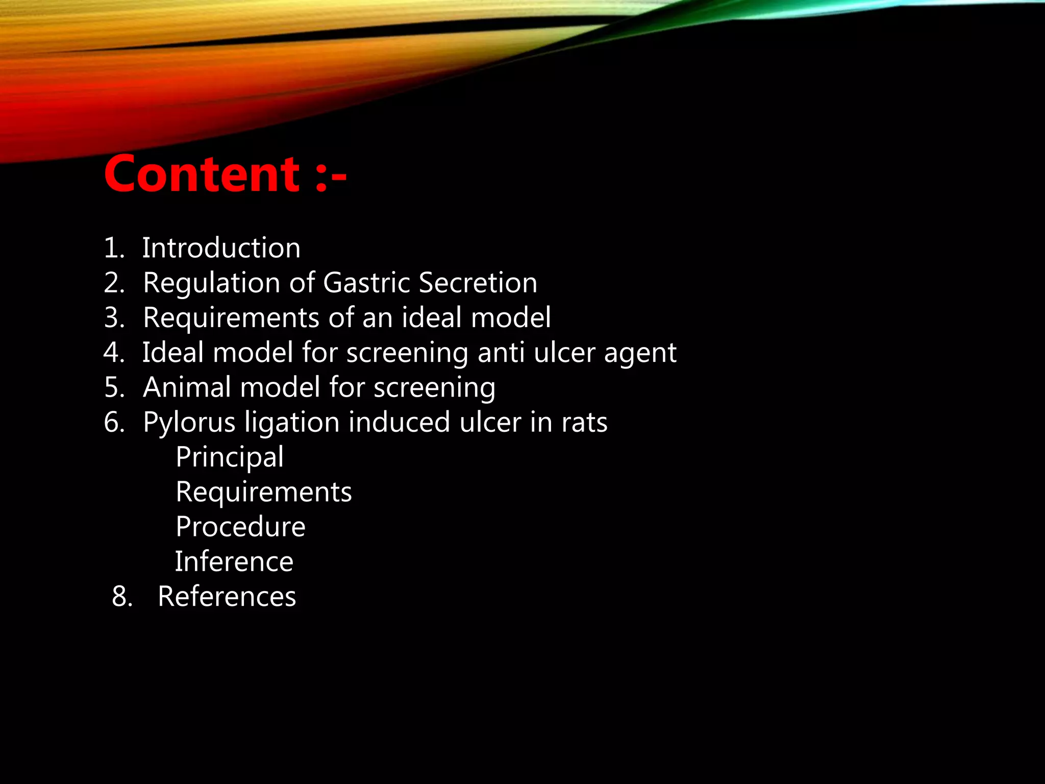 Pylorus ligastion method for anti ulcer study | PPTX