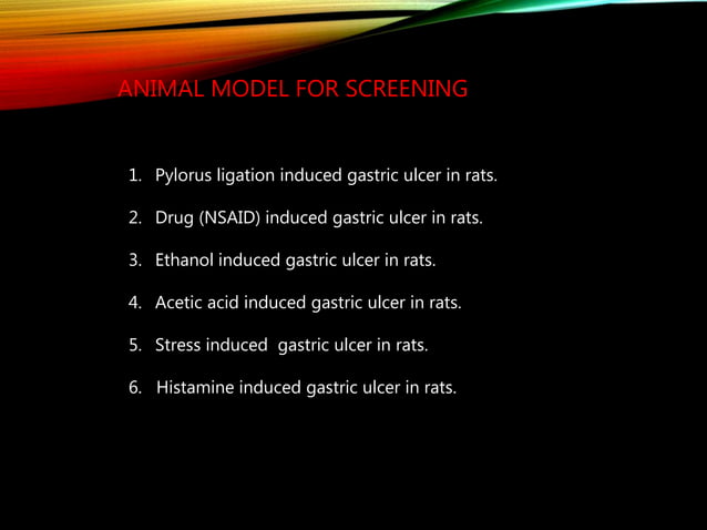 Pylorus ligastion method for anti ulcer study | PPTX