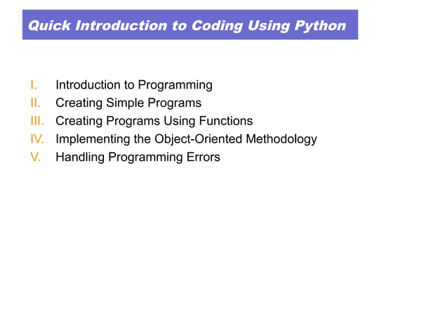Introduction to coding using Python | PPT