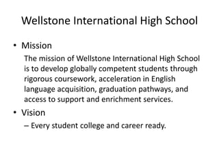 Wellstone international high school program re design meled ...