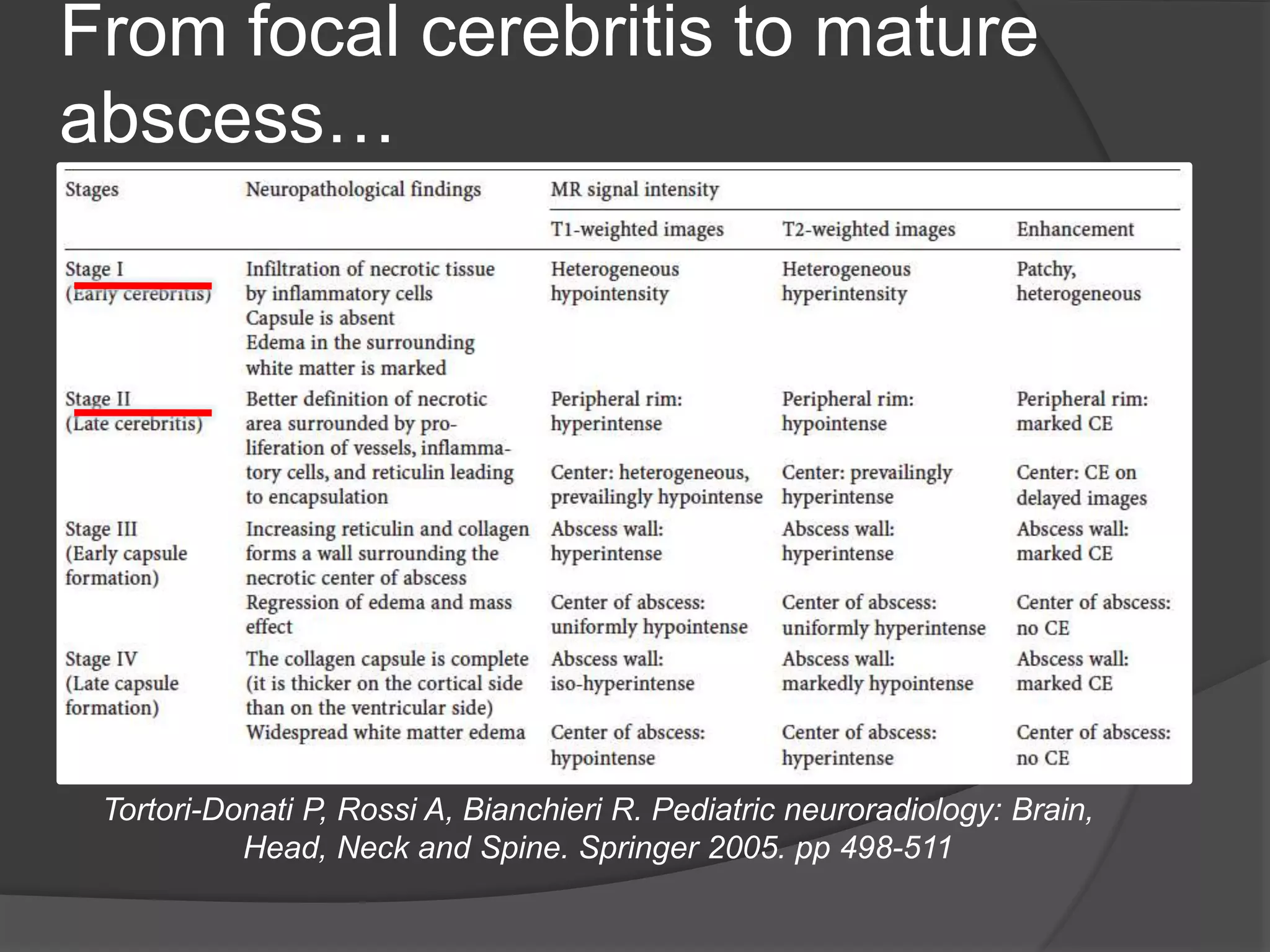 Magnetic resonance features of pyogenic brain abscesses and ...