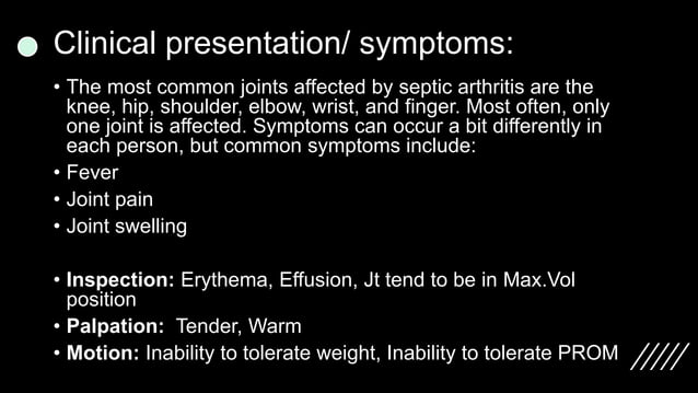 Pyogenic_Arthritis and its management ppt | PPTX | Infectious Diseases ...
