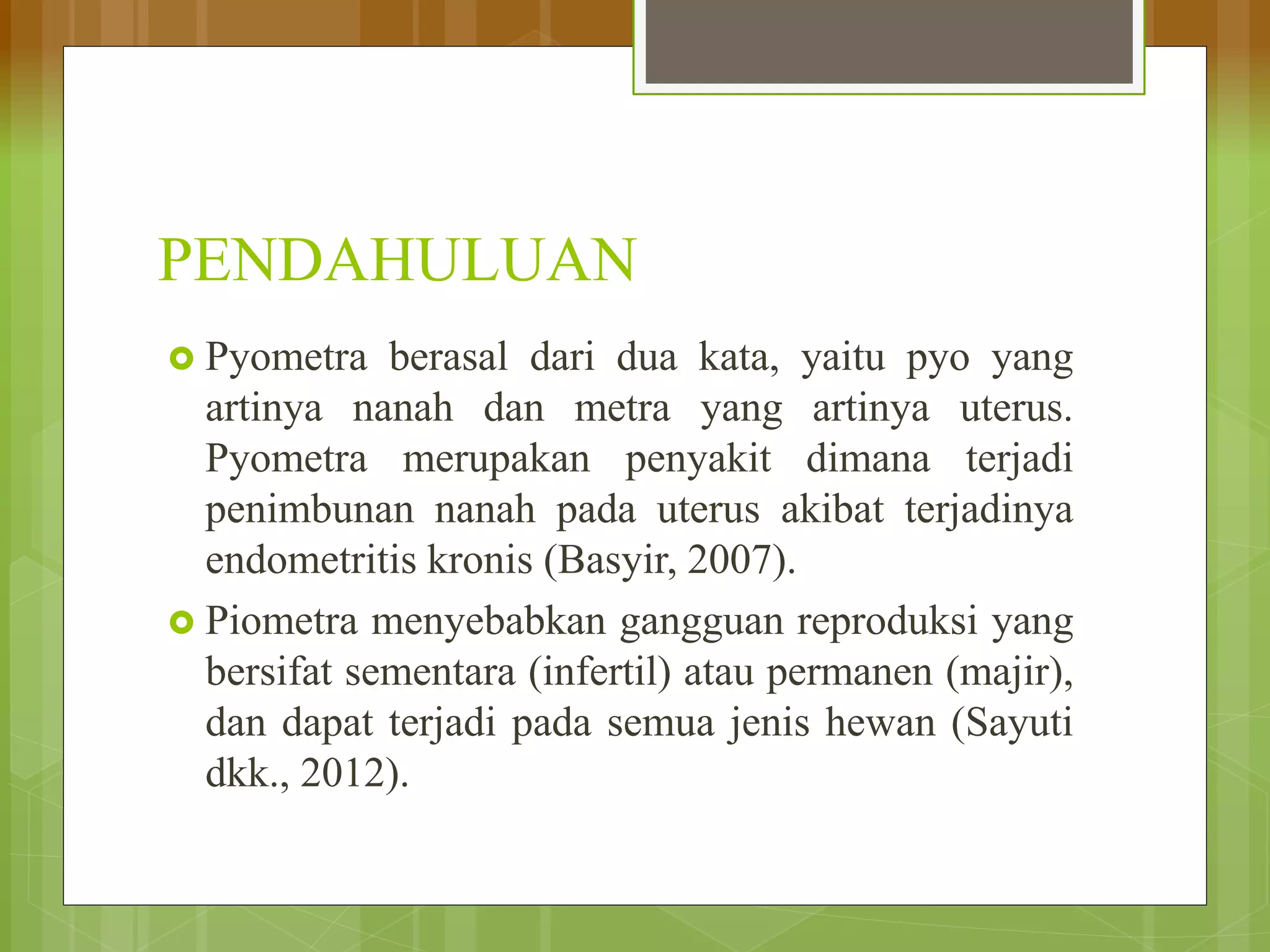 Pyometra pada sapi | PPTX