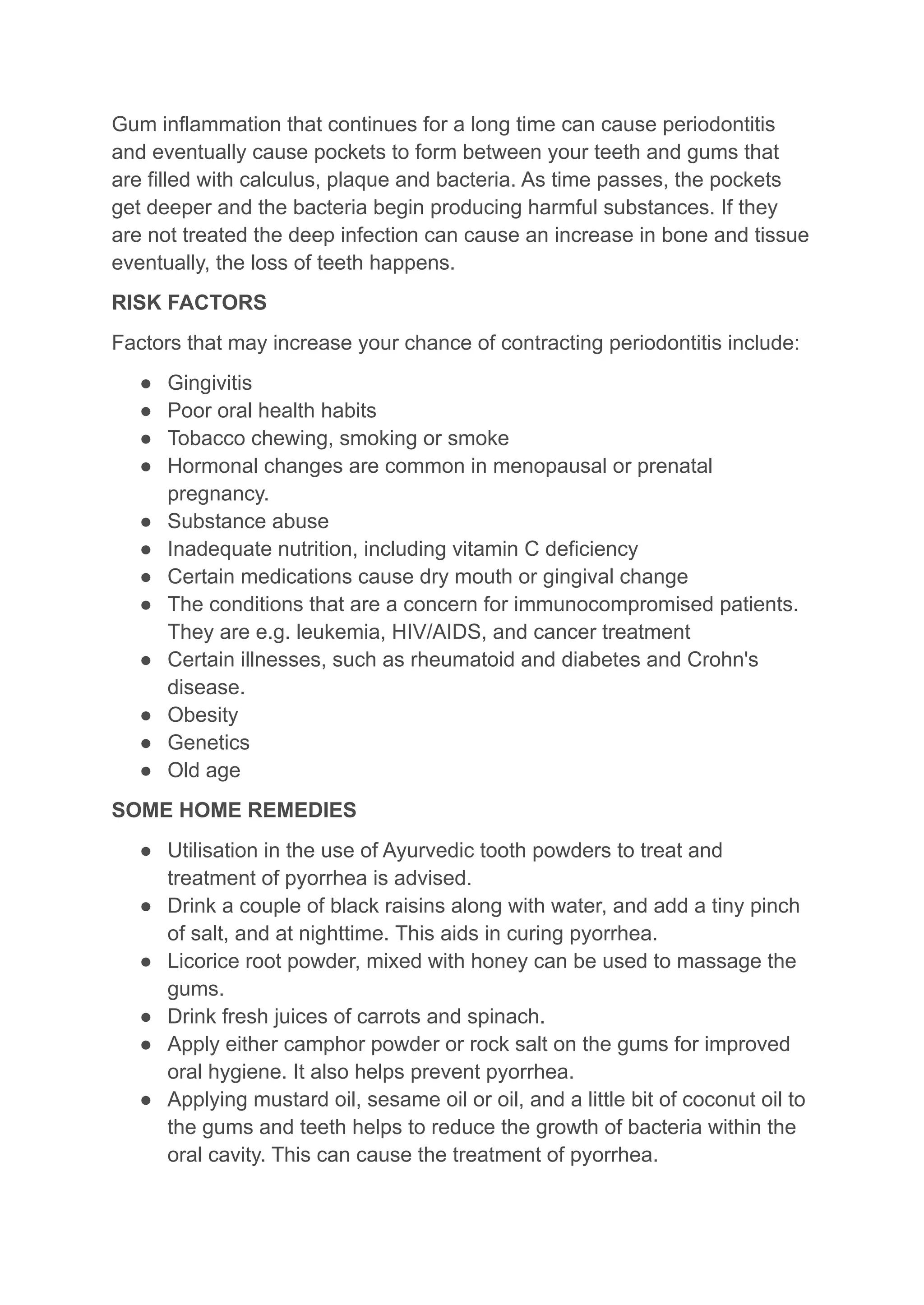 Pyorrhea types, causes, symptoms (1) | PDF