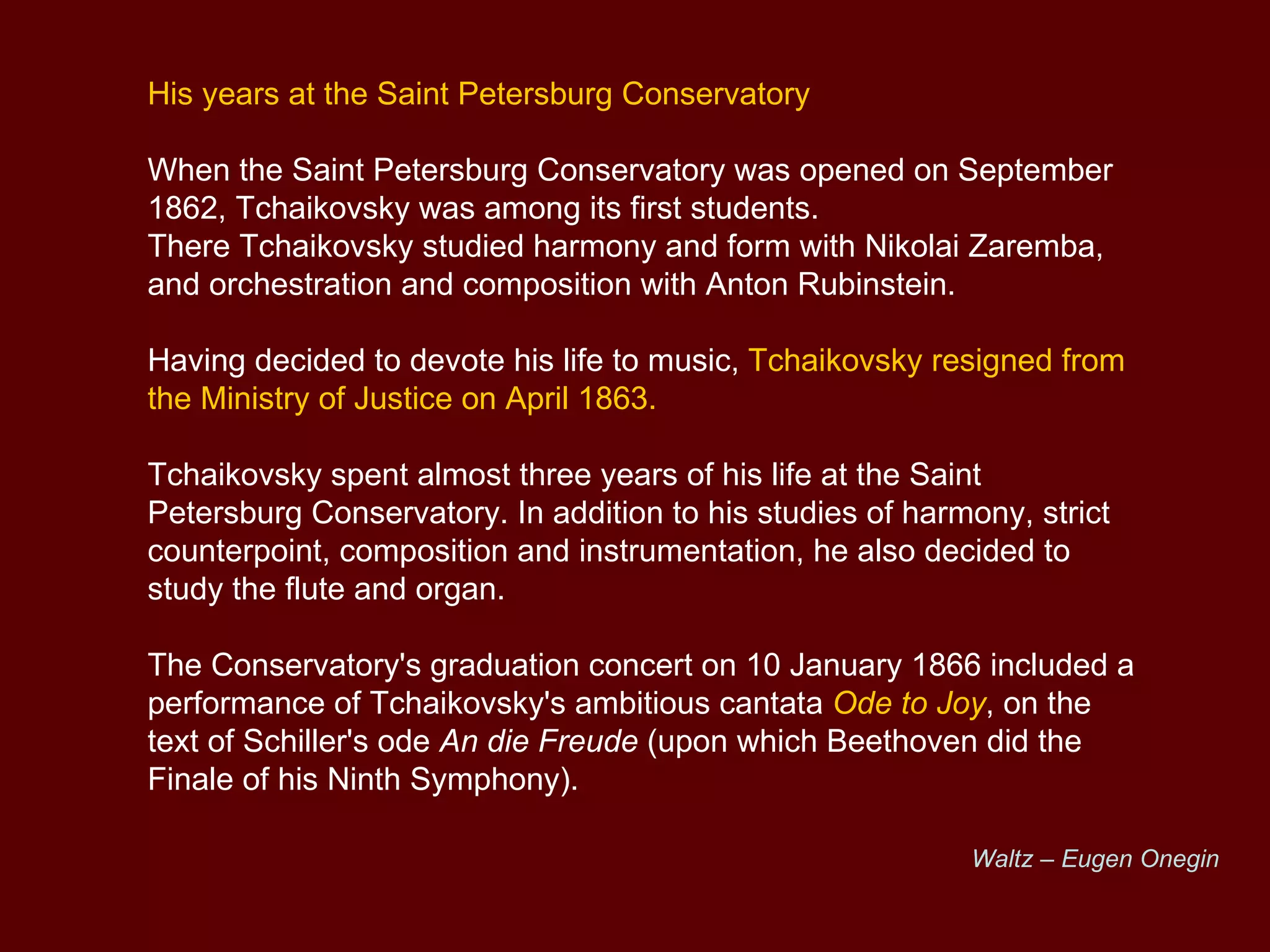 Pyotr I Tchaikovsky Biography | PPS