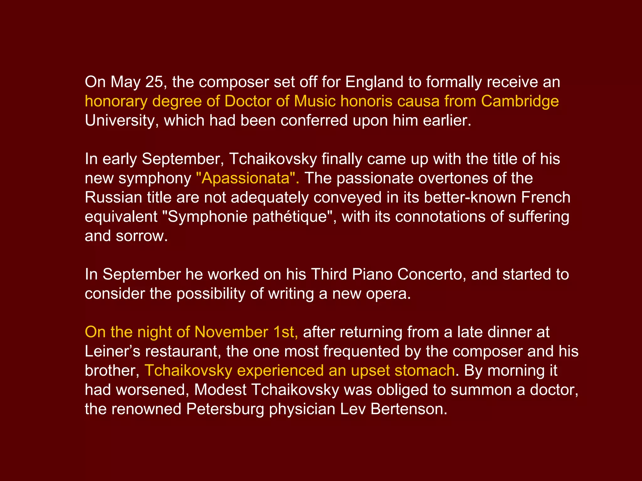 Pyotr I Tchaikovsky Biography | PPS