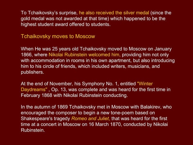 Pyotr I Tchaikovsky Biography | PPS