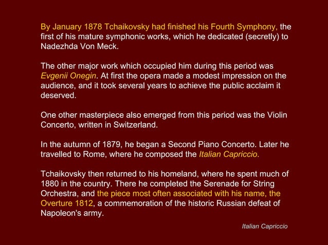 Pyotr I Tchaikovsky Biography | PPS