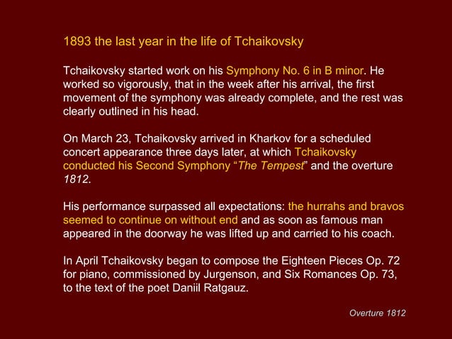 Pyotr I Tchaikovsky Biography | PPS