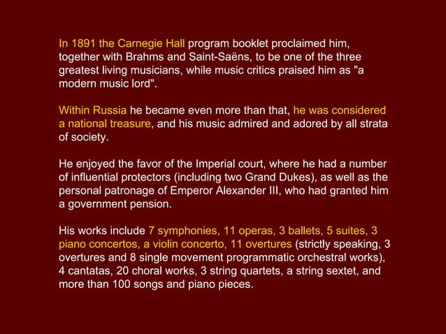 Pyotr I Tchaikovsky Biography | PPS