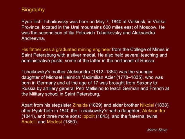 Pyotr I Tchaikovsky Biography | PPS