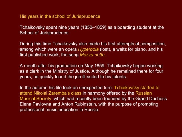 Pyotr I Tchaikovsky Biography | PPS