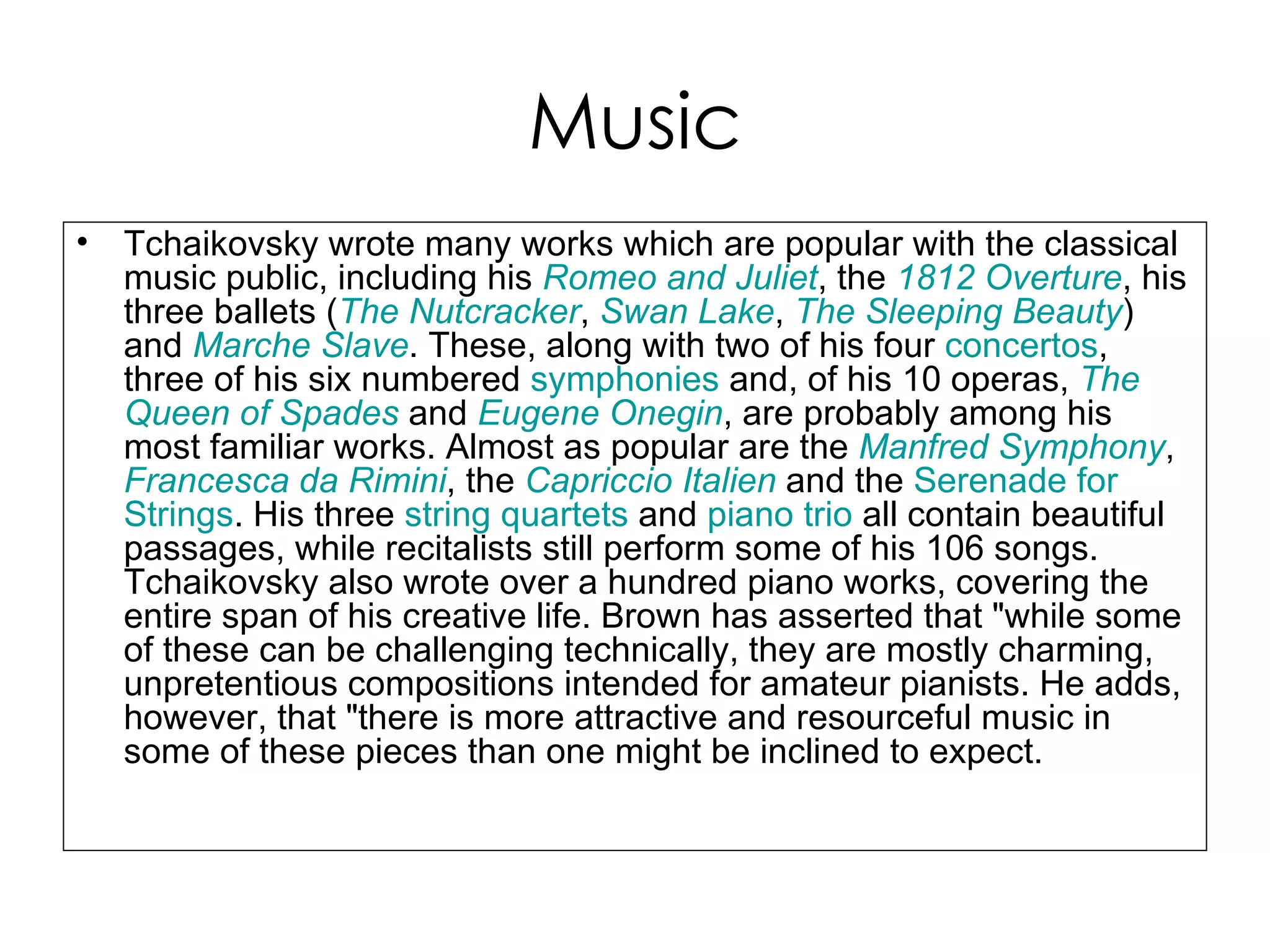 Pyotr Ilyich Tchaikovsky | PPT