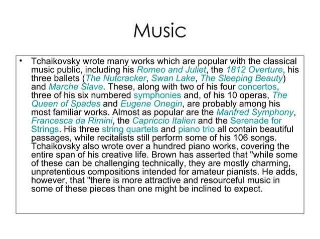 Pyotr Ilyich Tchaikovsky | PPT