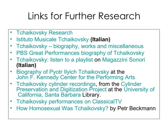 Pyotr Ilyich Tchaikovsky | PPT