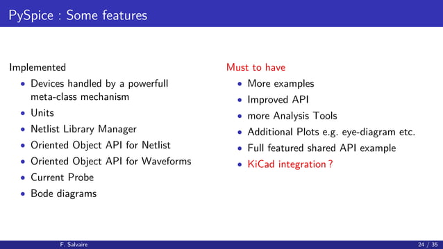 PyParis2017 / Circuit simulation using Python, by Fabrice Salvaire | PDF