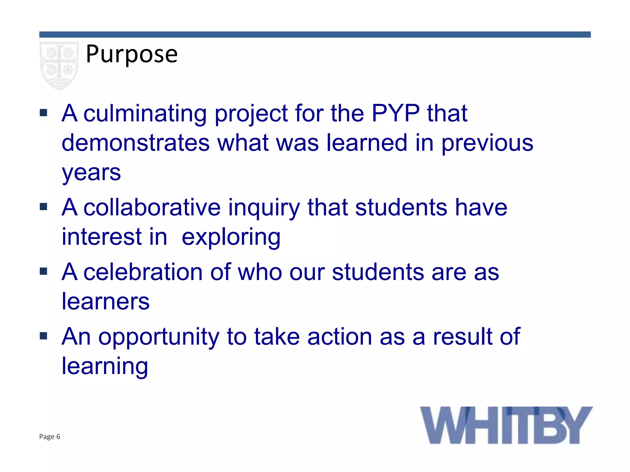 IB Primary Years Programme (PYP) Exhibition | PPTX