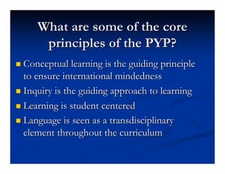 PYP In The Classroom 2009 | PPT