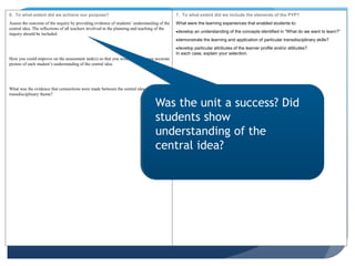 IB PYP overview | PPTX