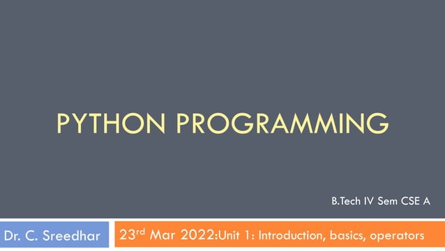 Python Programming | PPT