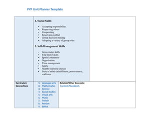 PYP Planner Template for IB Teaching part UOI | DOCX