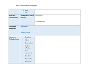 PYP Planner Template for IB Teaching part UOI | DOCX