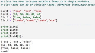 Python Programming: Lists, Modules, Exceptions | PPT