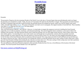 Pyramids Essay | PDF