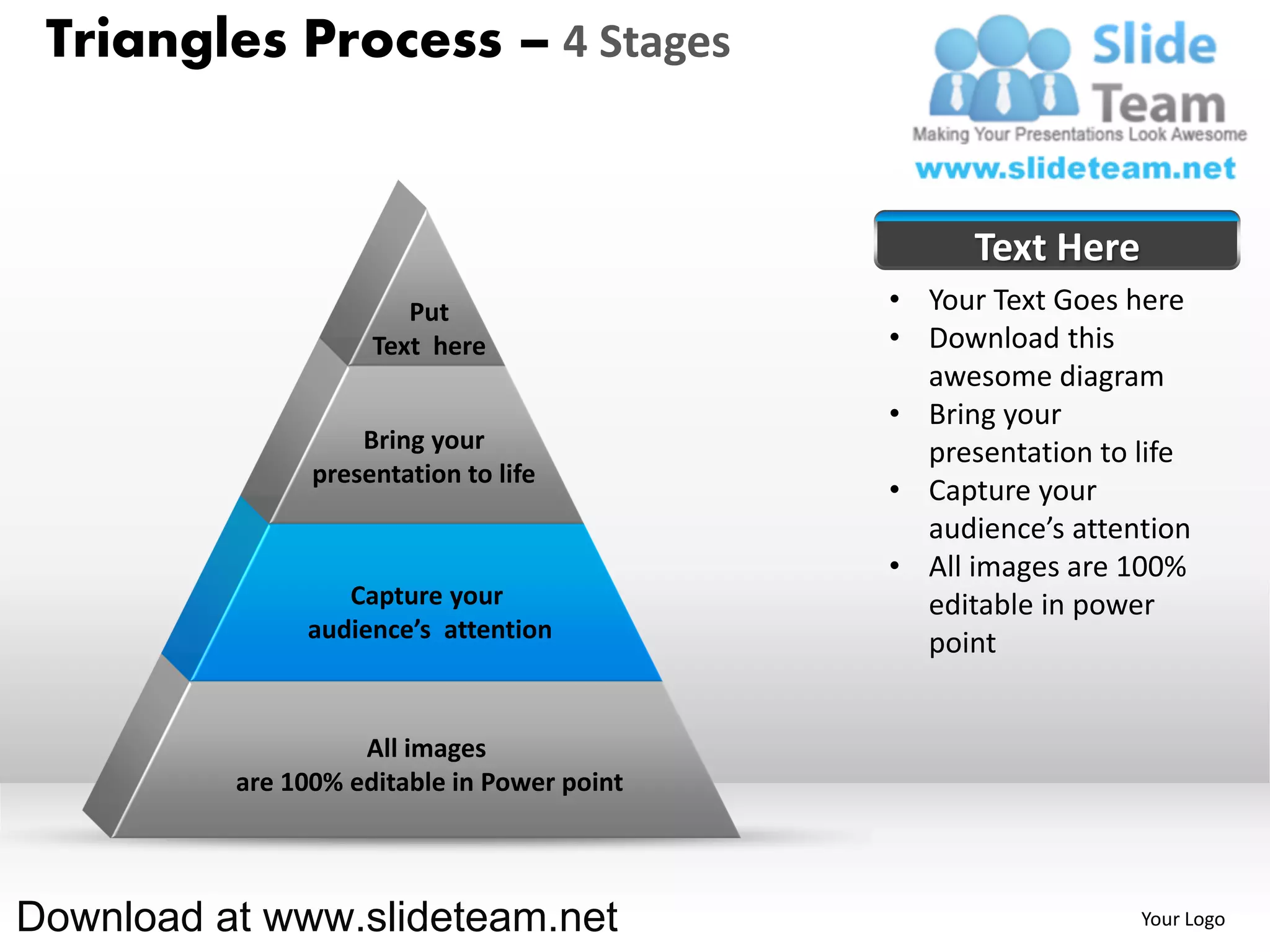 Pyramind triangle built out of puzzle pieces process 4 stages ...