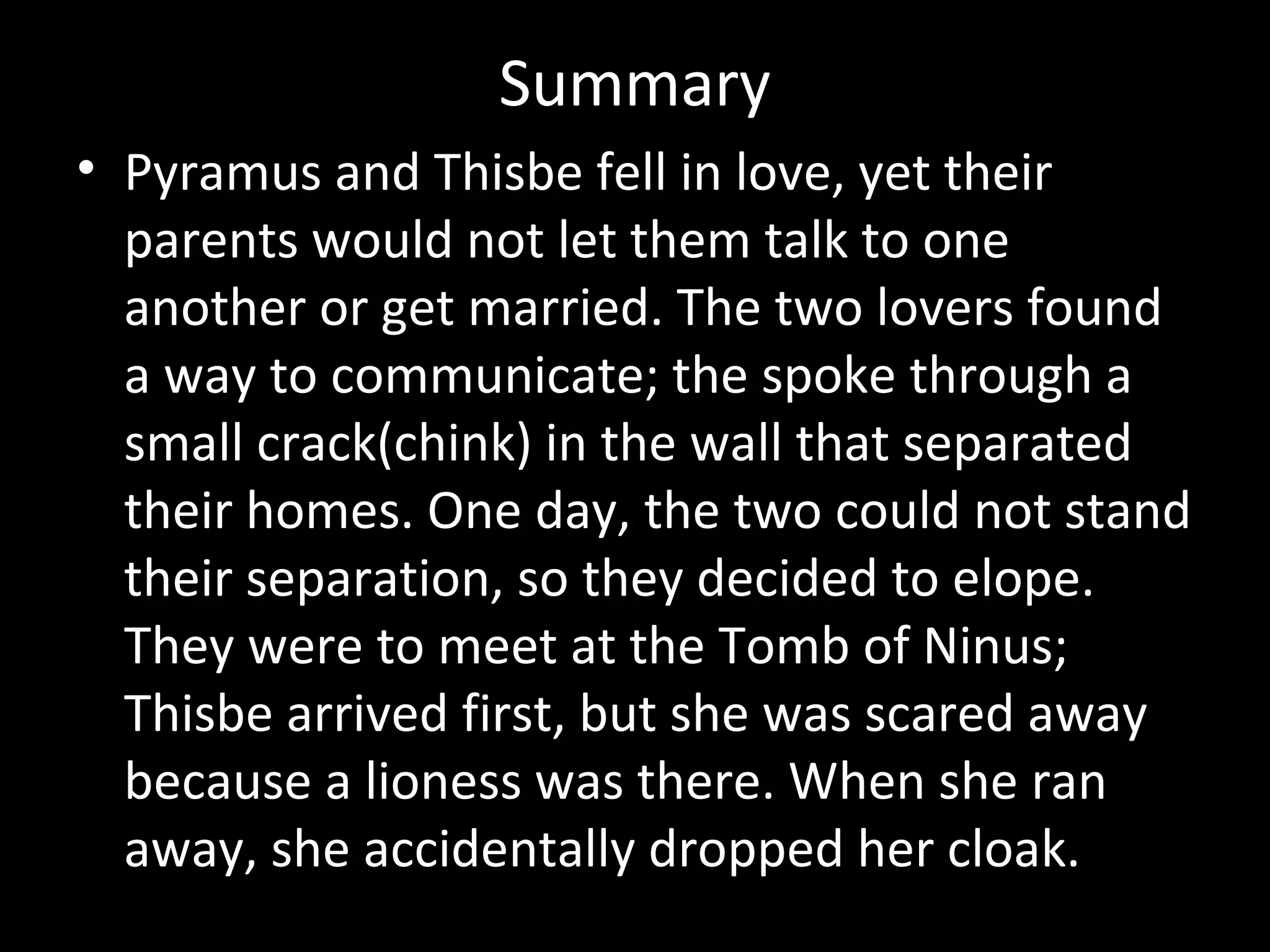 Pyramus and thisbe | PPT