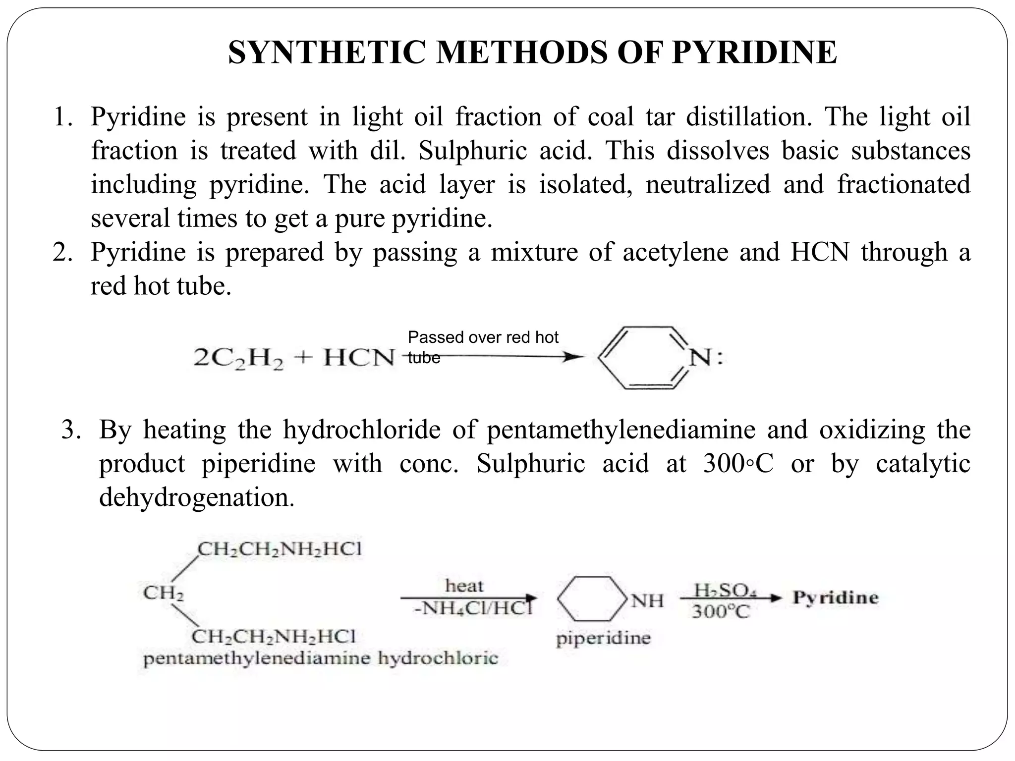 Pyridine: Synthesis, reactions and medicinal uses | PPTX