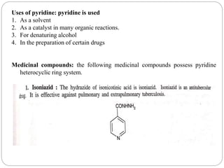 Pyridine: Synthesis, reactions and medicinal uses | PPTX
