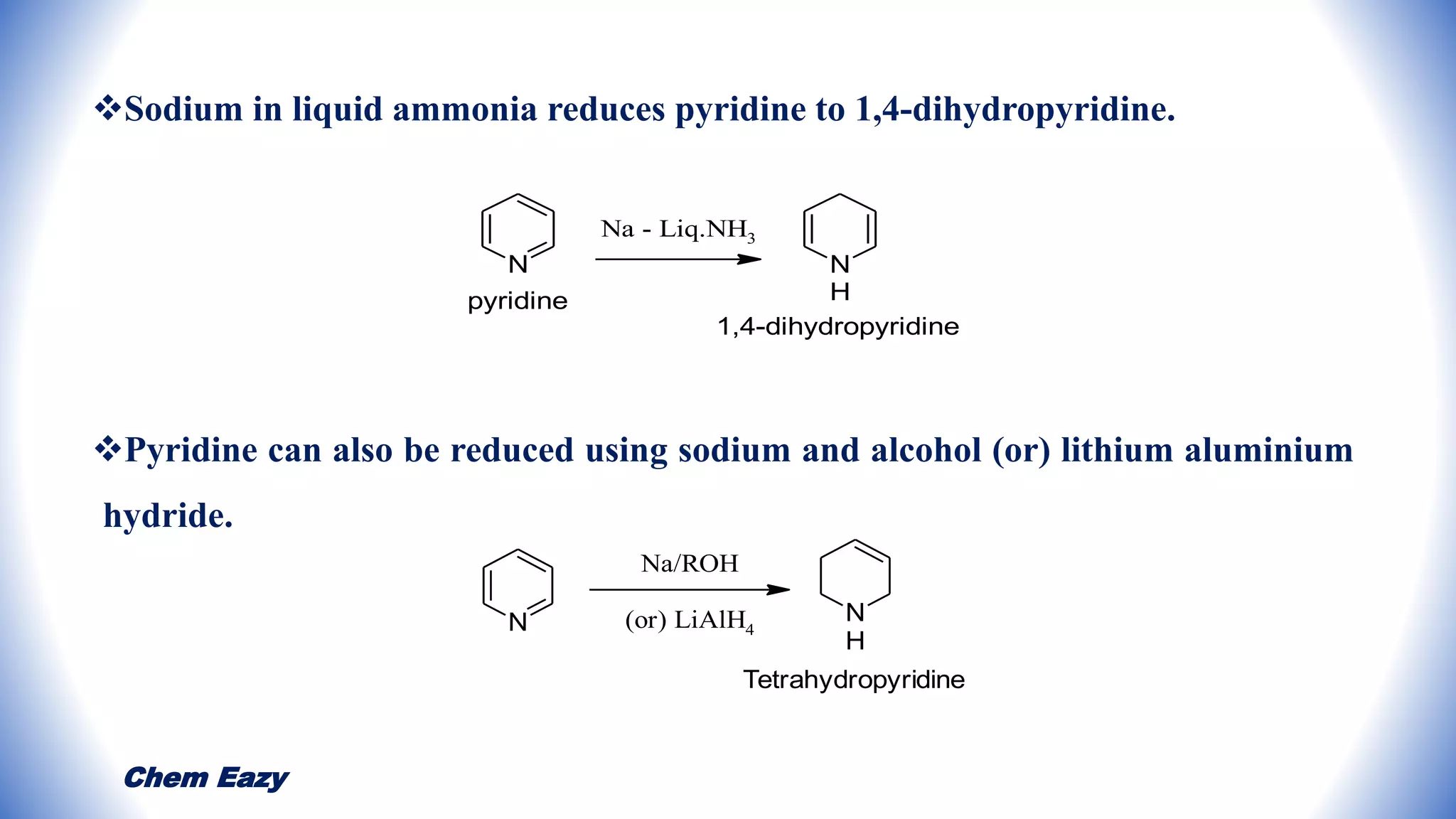 Pyridine - Syntheis, Reactions and Medicinal uses | PPTX