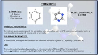 CHEMISTRY AND SYNTHESIS OF PYRIMIDINE - HETEROCYCLIC CHEMISTRY | PPTX ...