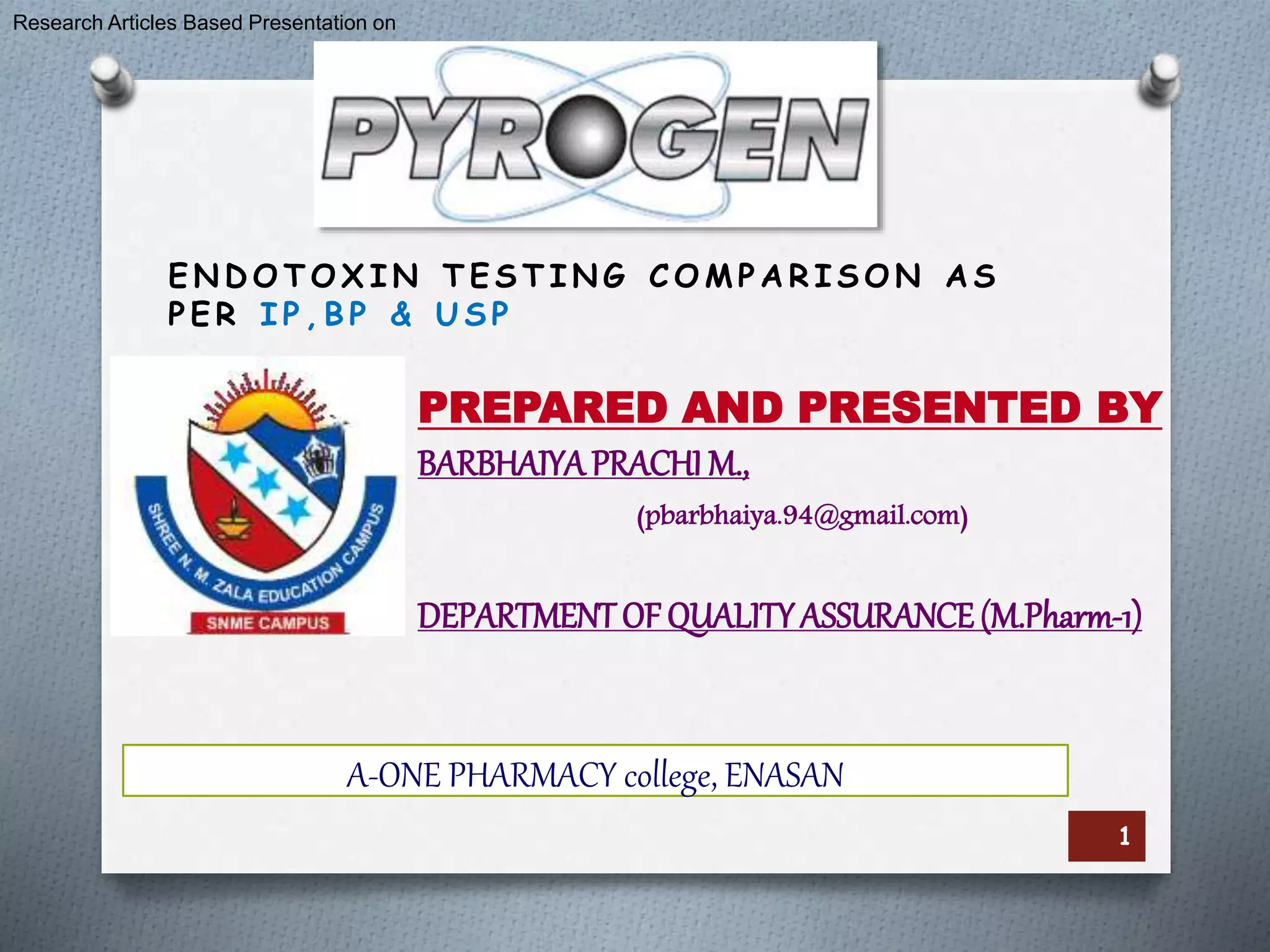 Pyrogen and its various test | PPTX