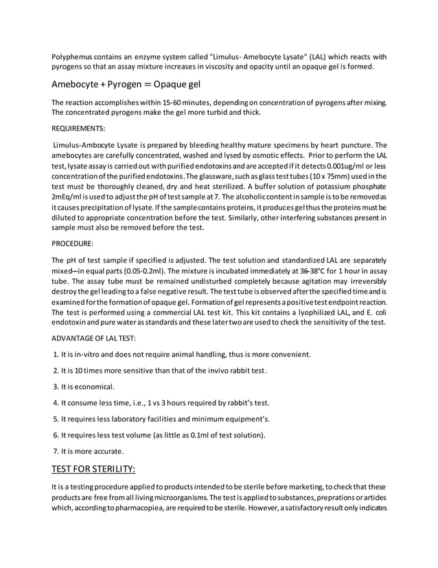 Pyrogens test | DOCX | Chemistry | Science