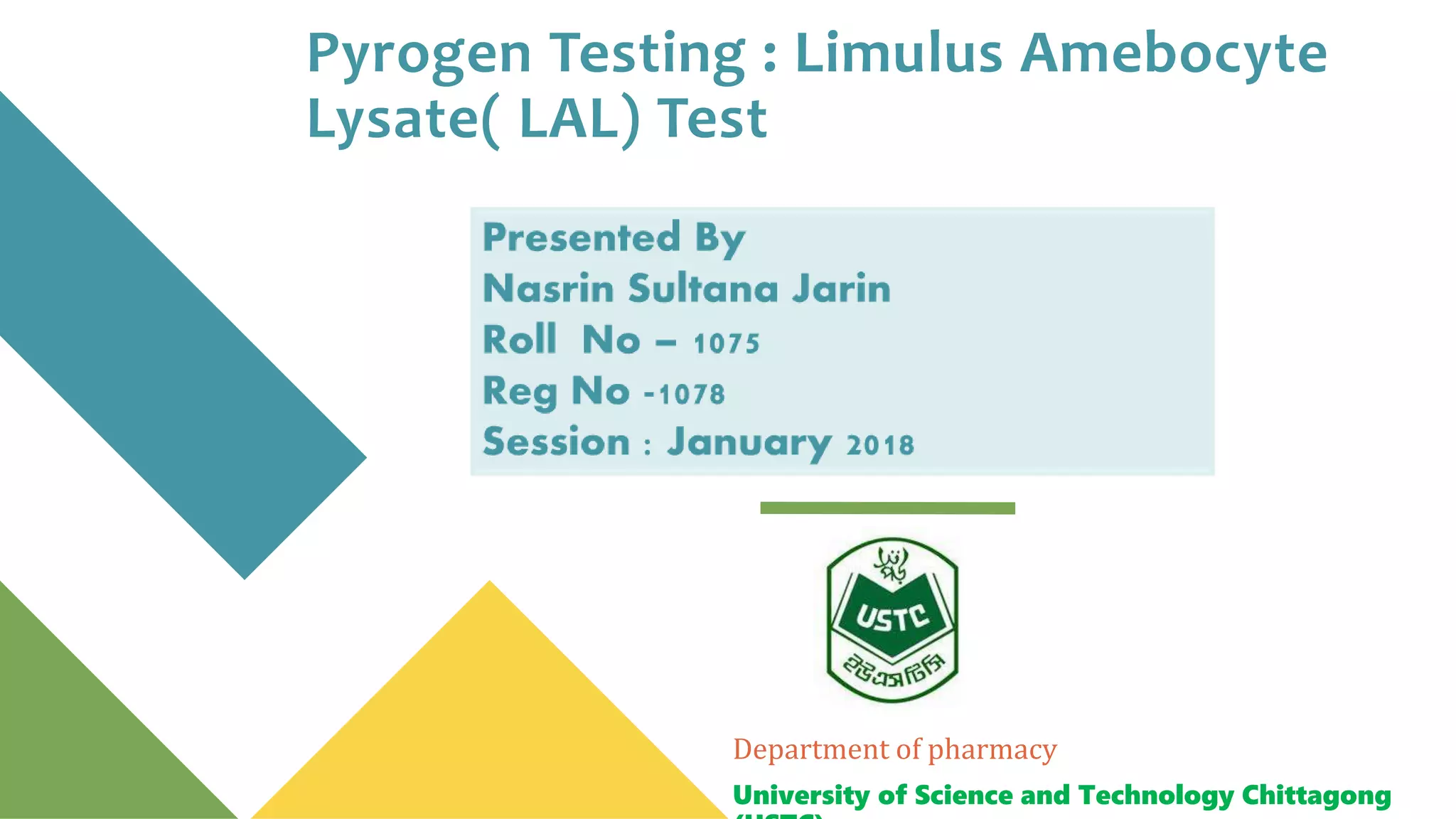 Pyrogen teat(lal test) | PPTX