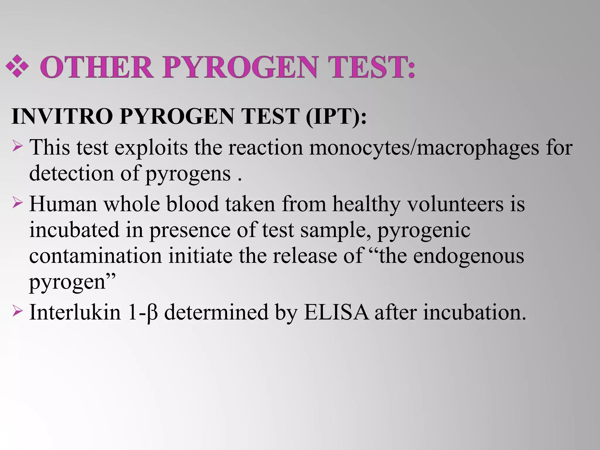 Pyrogen testing 112070804005 | PPT